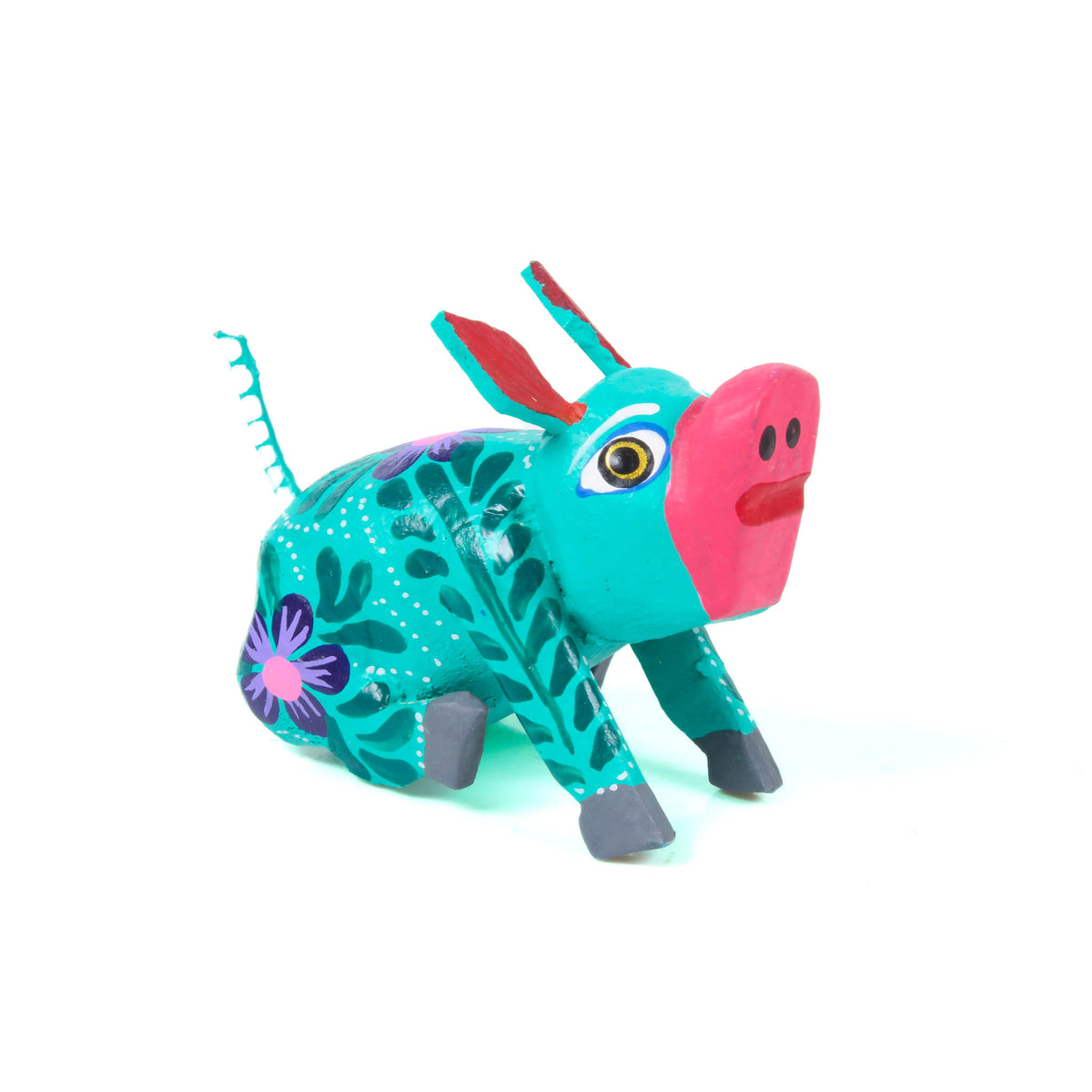 Mini Turquoise Pig - Oaxacan Alebrije Wood Carving – VivaMexico.com ...