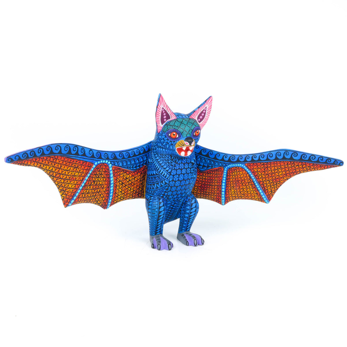 Blue Bat - Oaxacan Alebrije Wood Carving – VivaMexico.com - Mexican Art