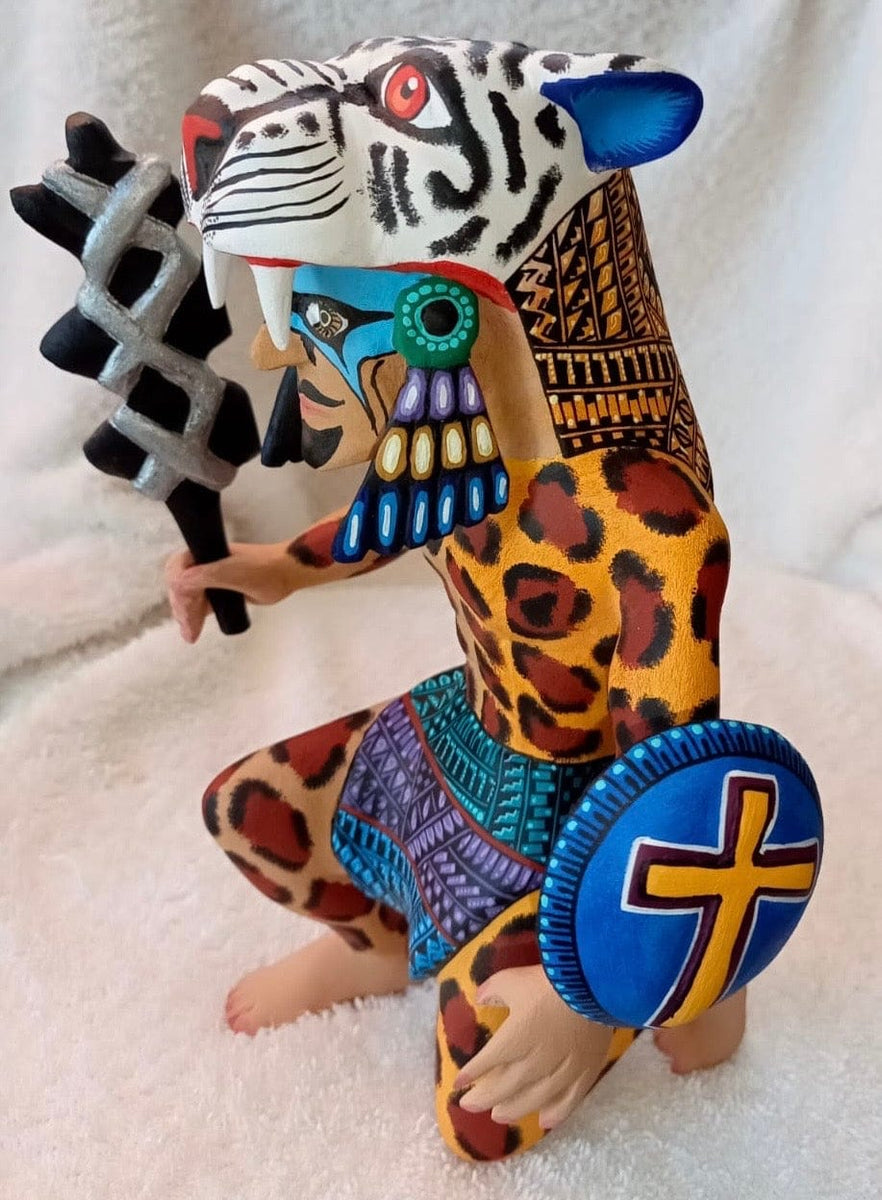 Custom Aztec Warrior - Oaxacan Wood Carving – VivaMexico.com - Mexican Art