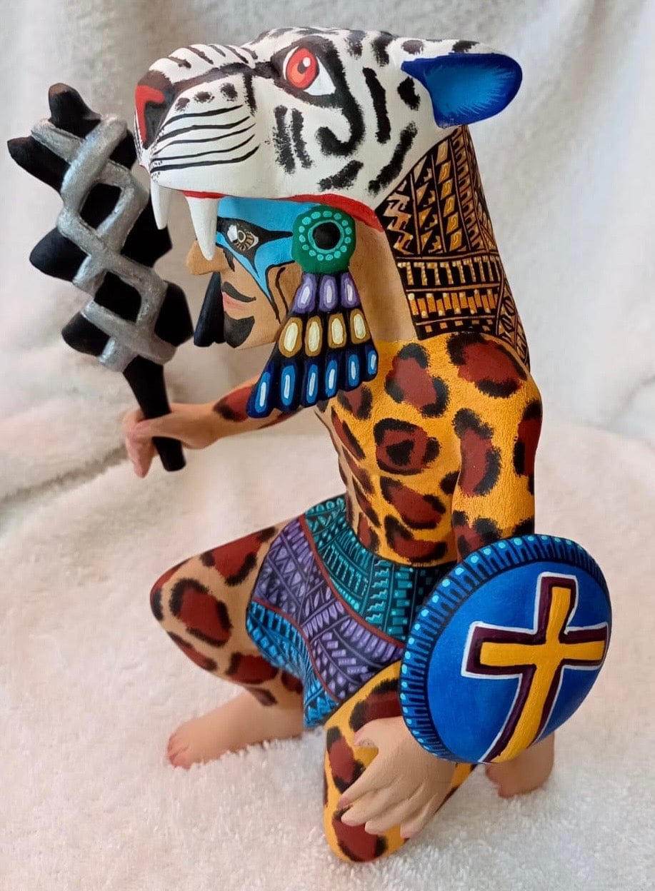 Custom Aztec Warrior - Oaxacan Wood Carving – VivaMexico.com - Mexican Art
