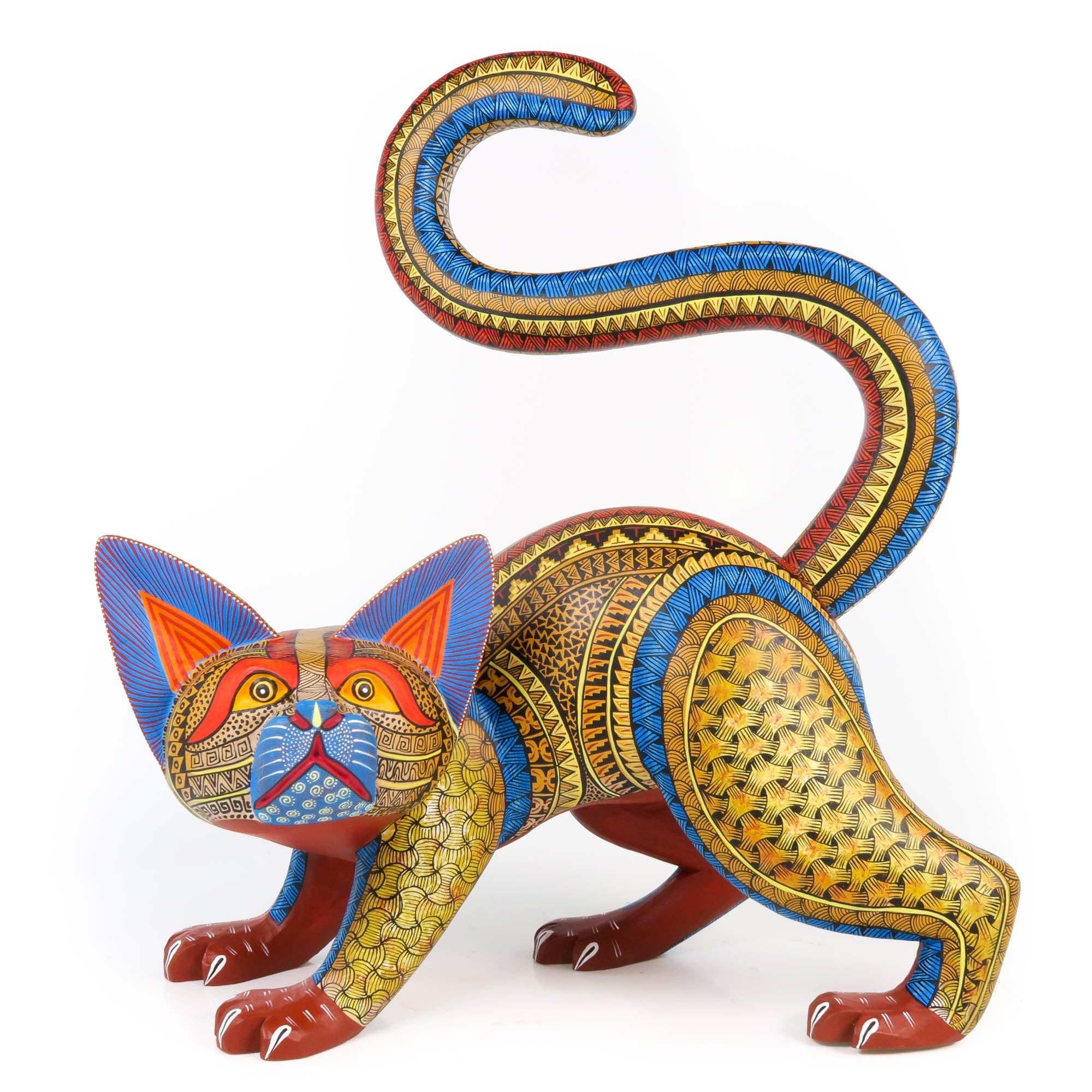Curious Cat - Oaxacan Alebrije Wood Carving – VivaMexico.com - Mexican Art
