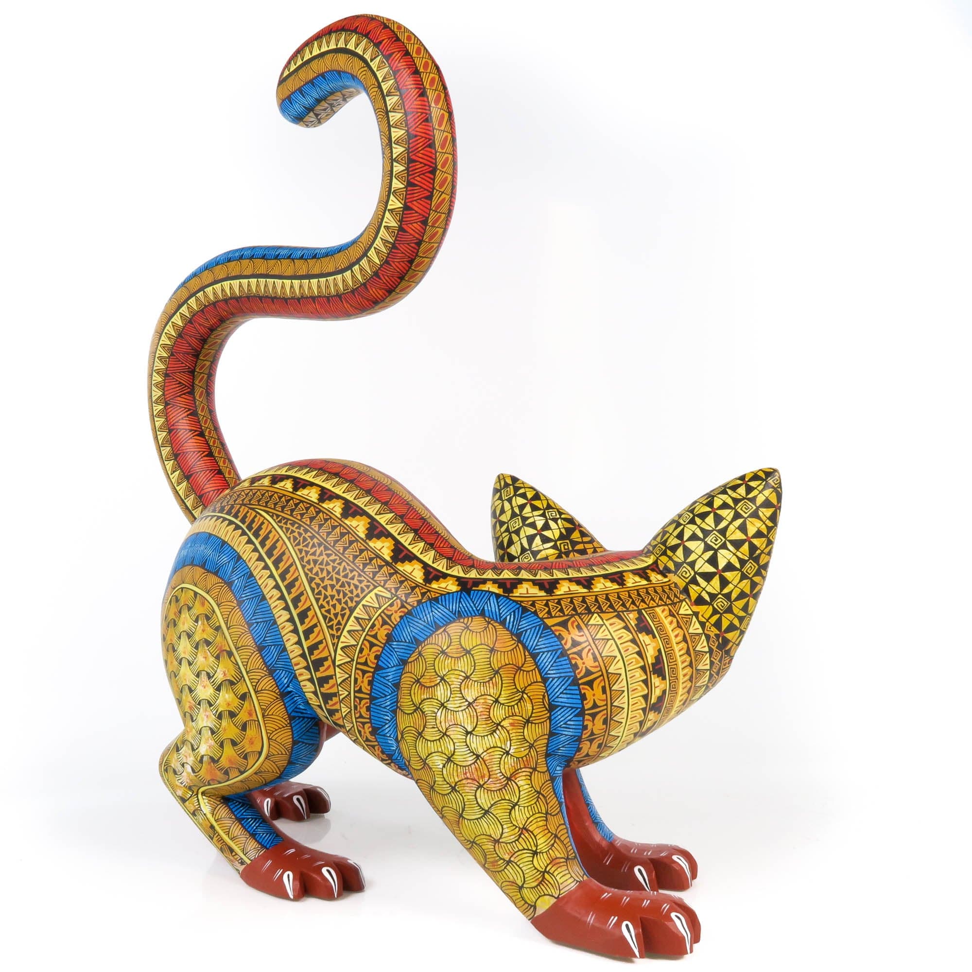 Curious Cat - Oaxacan Alebrije Wood Carving – VivaMexico.com - Mexican Art