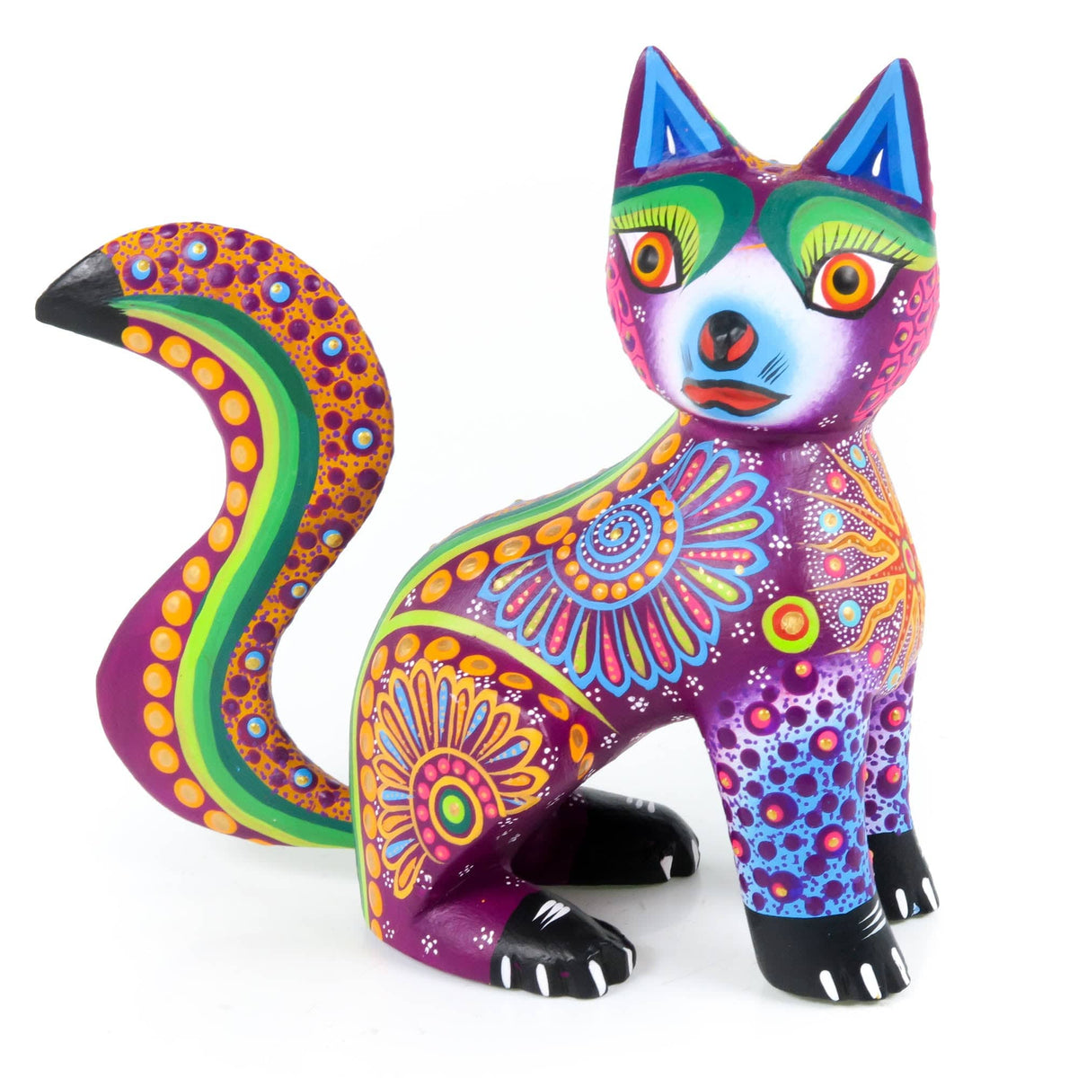 Cute Cat - Oaxacan Alebrije Wood Carving – VivaMexico.com - Mexican Art