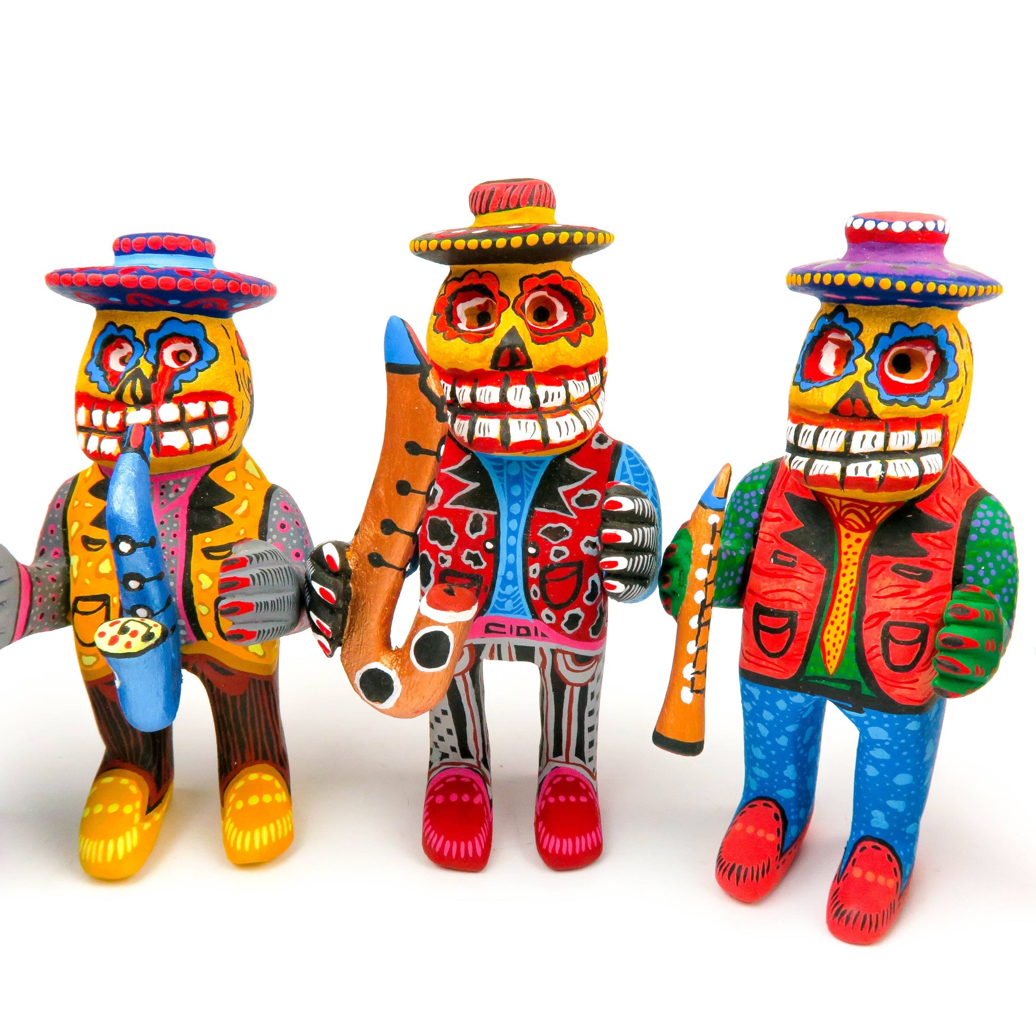 Dia De Los Muertos Skeleton Band - Oaxacan Alebrije Wood Carving ...