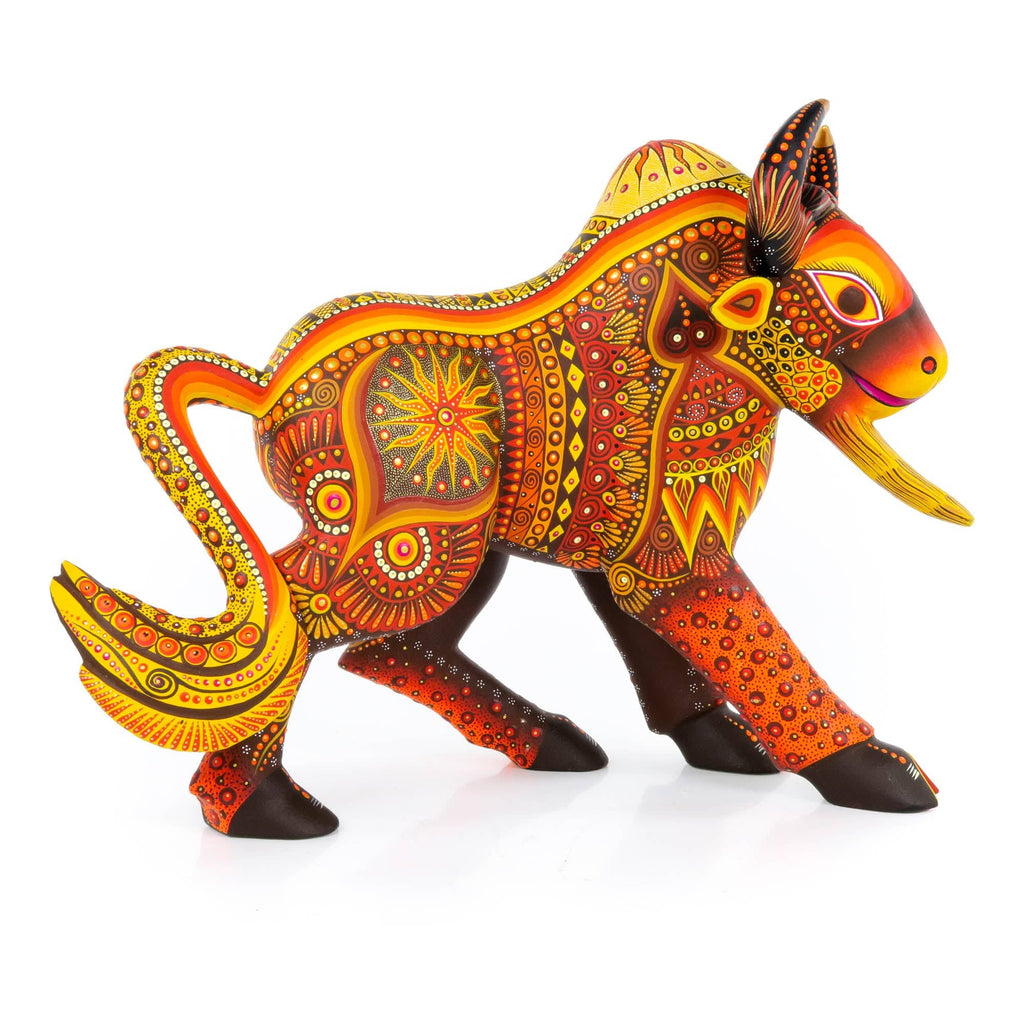 Fantastic Zapotec Bull - Oaxacan Alebrije Wood Carving (Orange,Red ...