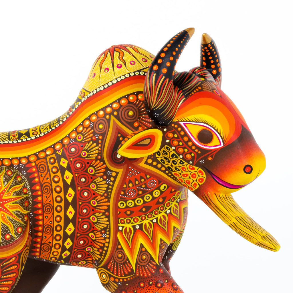Fantastic Zapotec Bull - Oaxacan Alebrije Wood Carving (Orange,Red ...