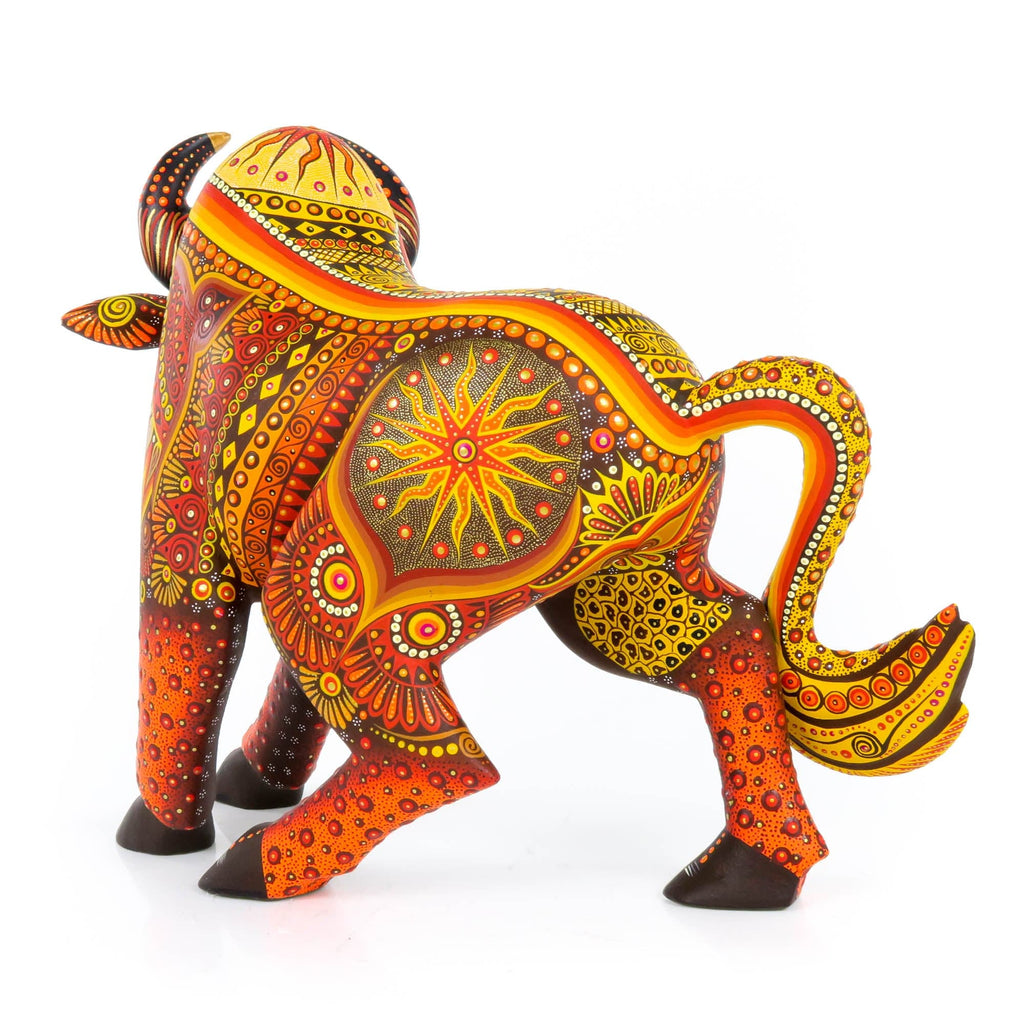 Fantastic Zapotec Bull - Oaxacan Alebrije Wood Carving (Orange,Red ...