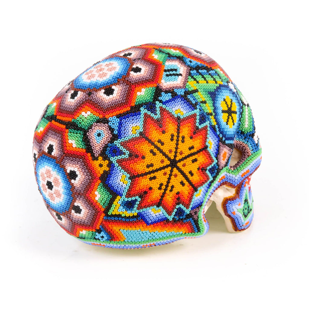 Huichol Beaded Human Skull Mexican Dia De Los Muertos Folk Bead Art ...