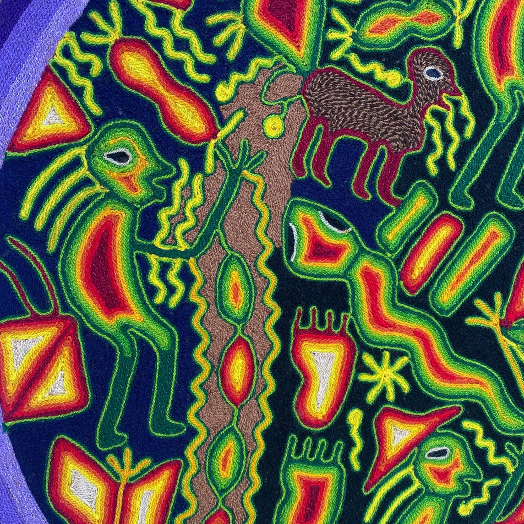 Huichol Circular Yarn Painting (24" Diameter) Mexican Indigenous Art ...