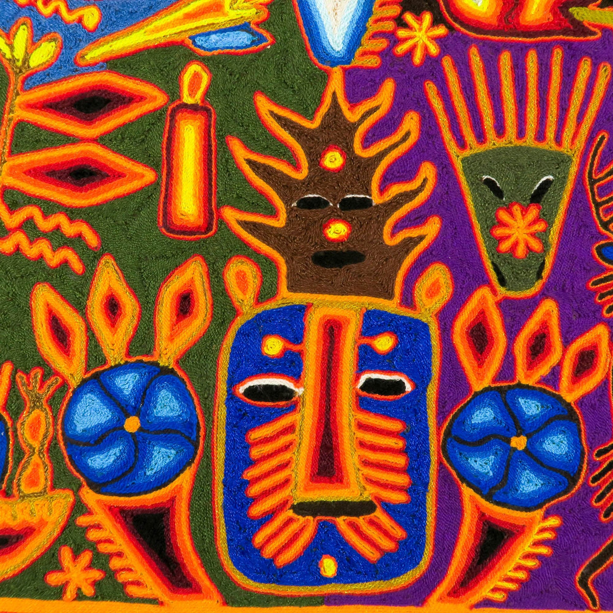 Huichol Yarn Painting (24" x 24") Mexican Indigenous Art – VivaMexico ...