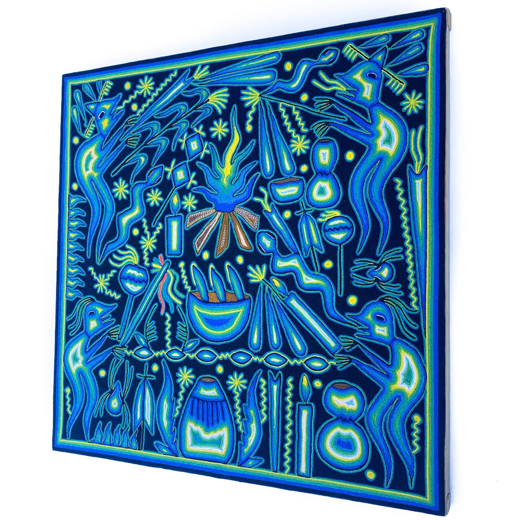 Huichol Yarn Painting (24" x 24") Mexican Indigenous Art – VivaMexico ...