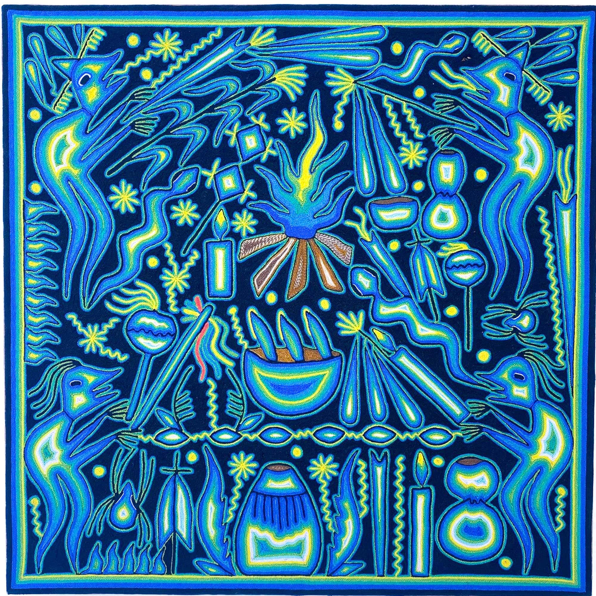 Huichol Yarn Painting (24" x 24") Mexican Indigenous Art – VivaMexico ...