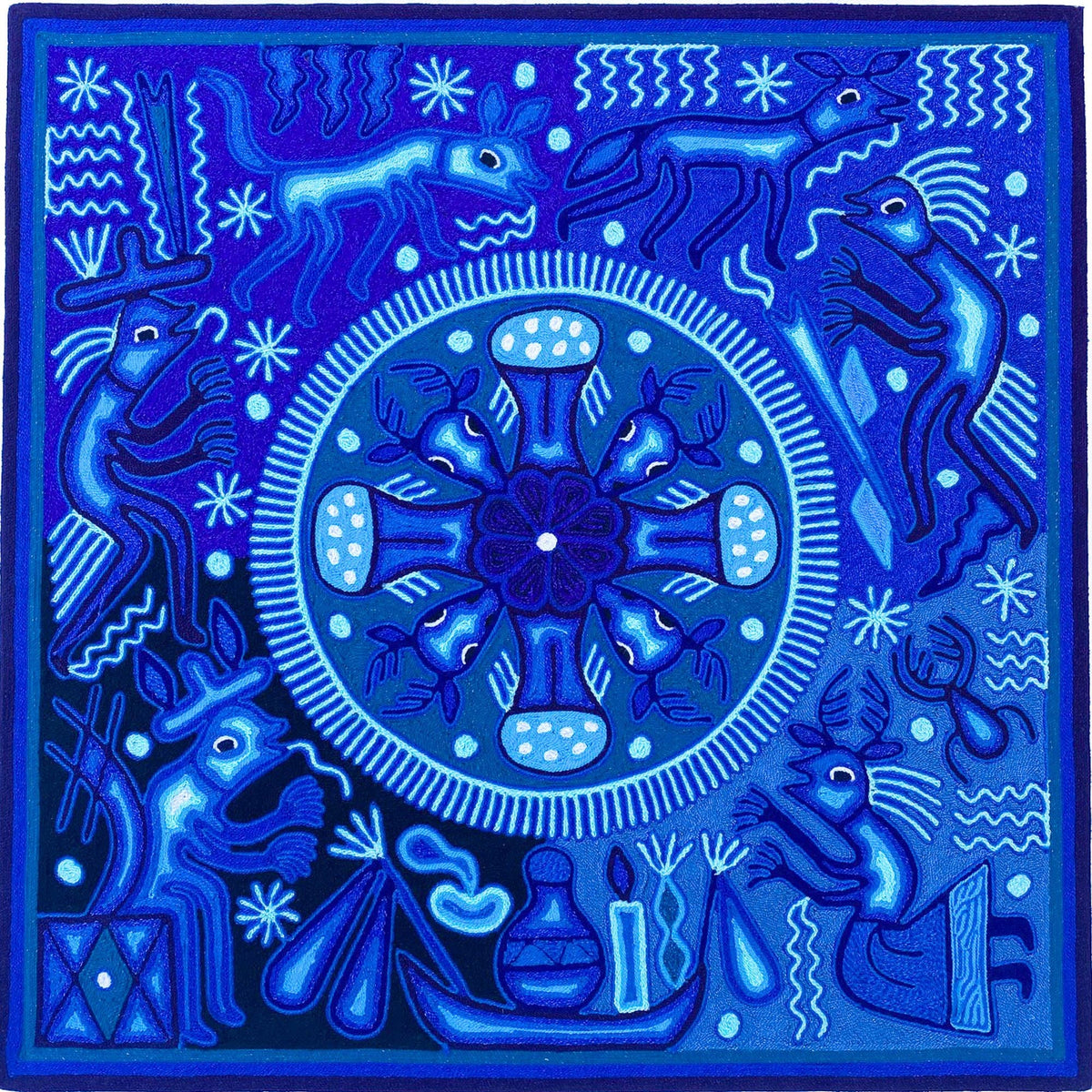 Huichol Yarn Painting (24" x 24") Mexican Indigenous Art – VivaMexico ...