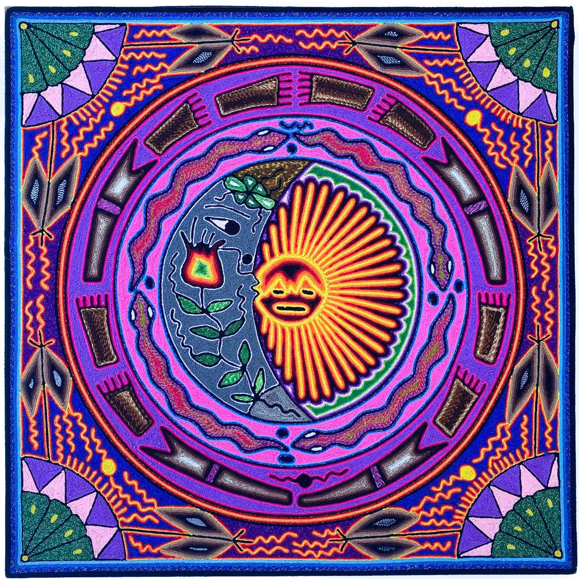 Huichol Yarn Painting (24" x 24") Mexican Indigenous Art – VivaMexico ...