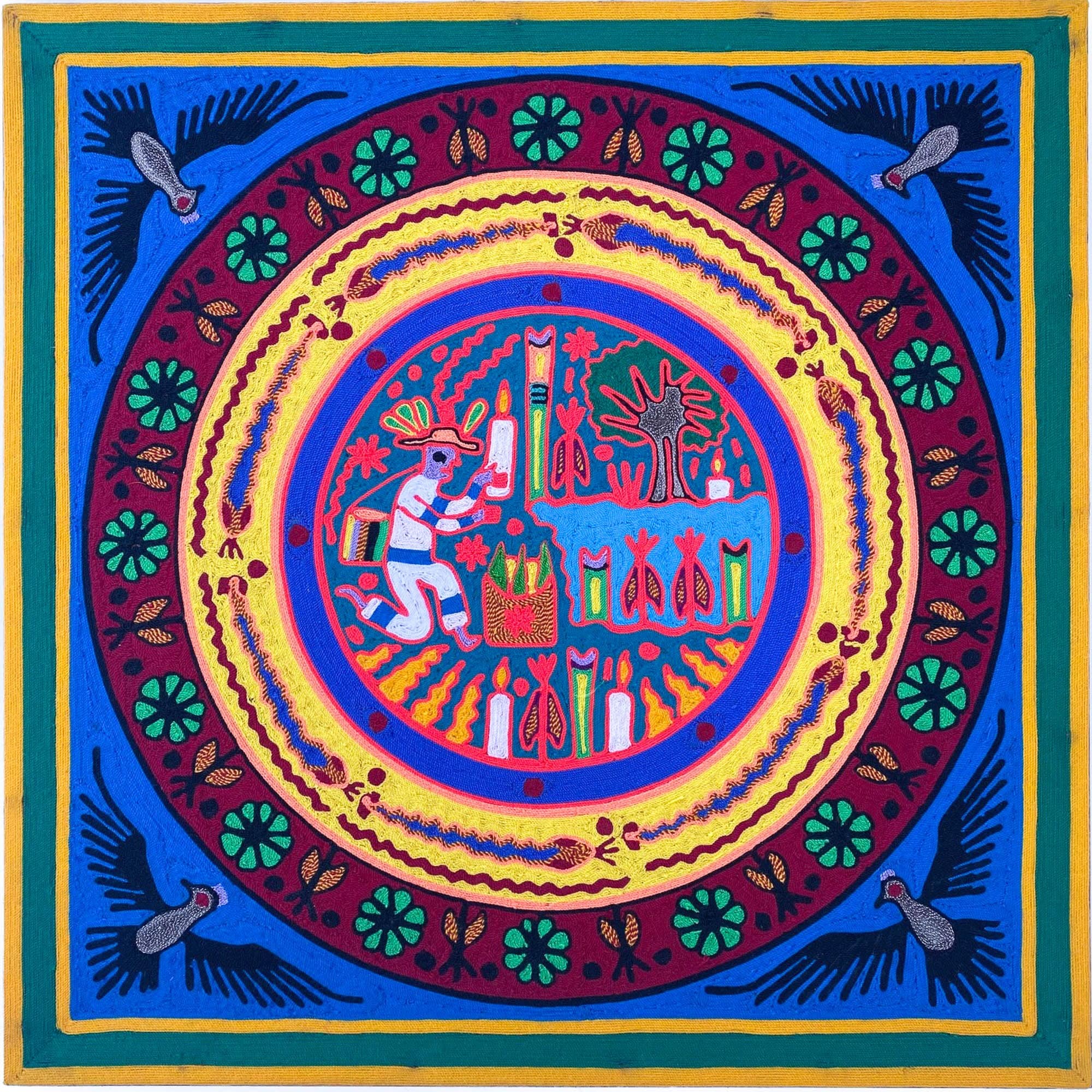 Huichol Yarn Painting (24" x 24") Mexican Indigenous Art – VivaMexico ...