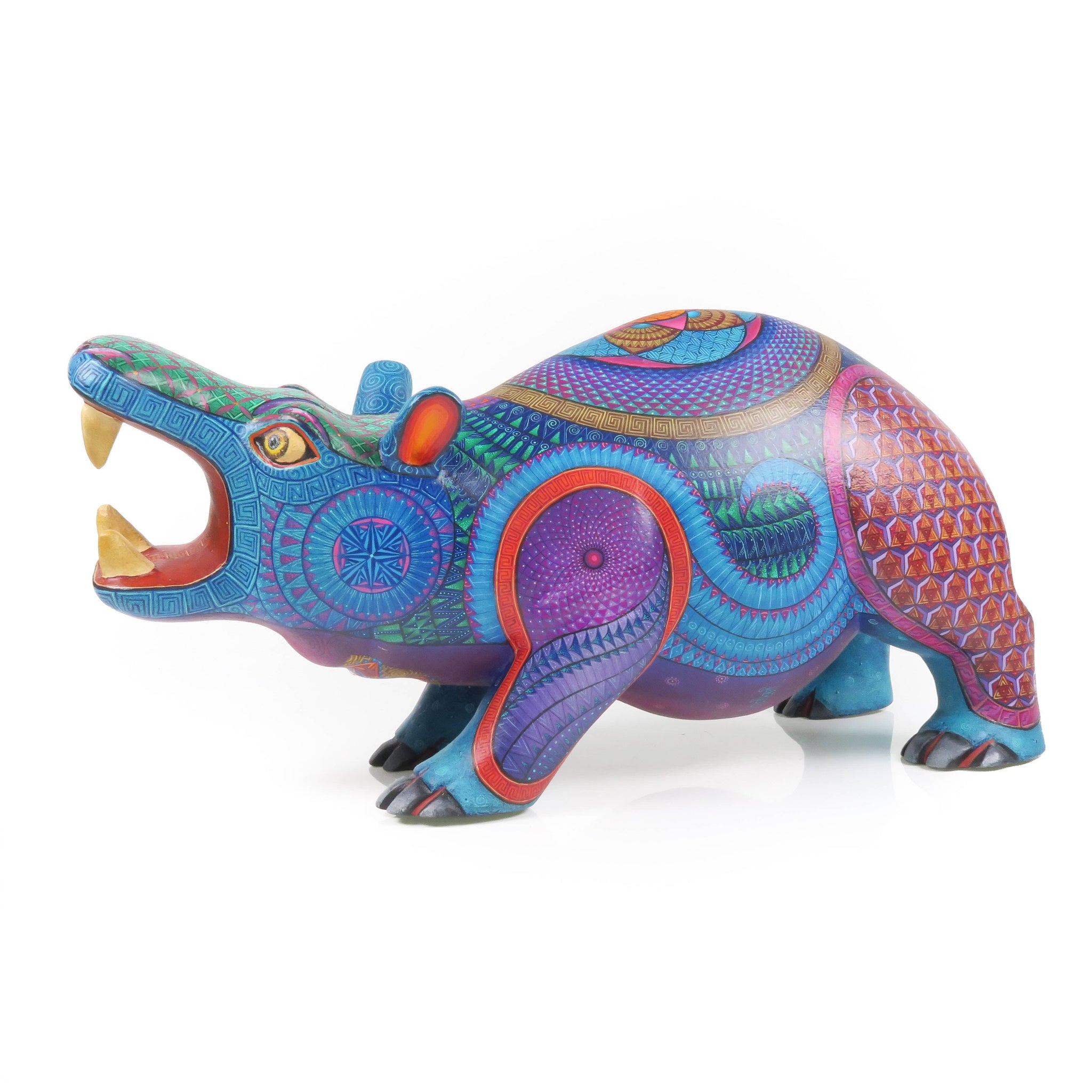 Large Hippo - Oaxacan Alebrije Wood Carving – VivaMexico.com - Mexican Art