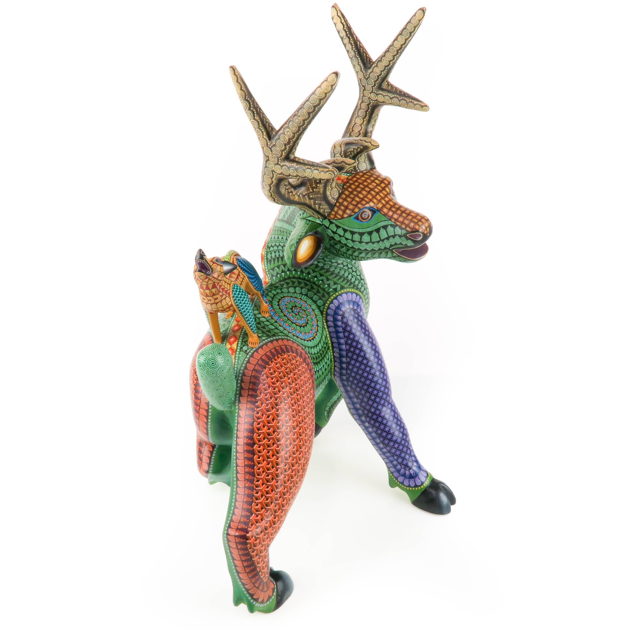Masterpiece Deer With Passenger Coyote - Oaxacan Alebrije Wood Carving ...