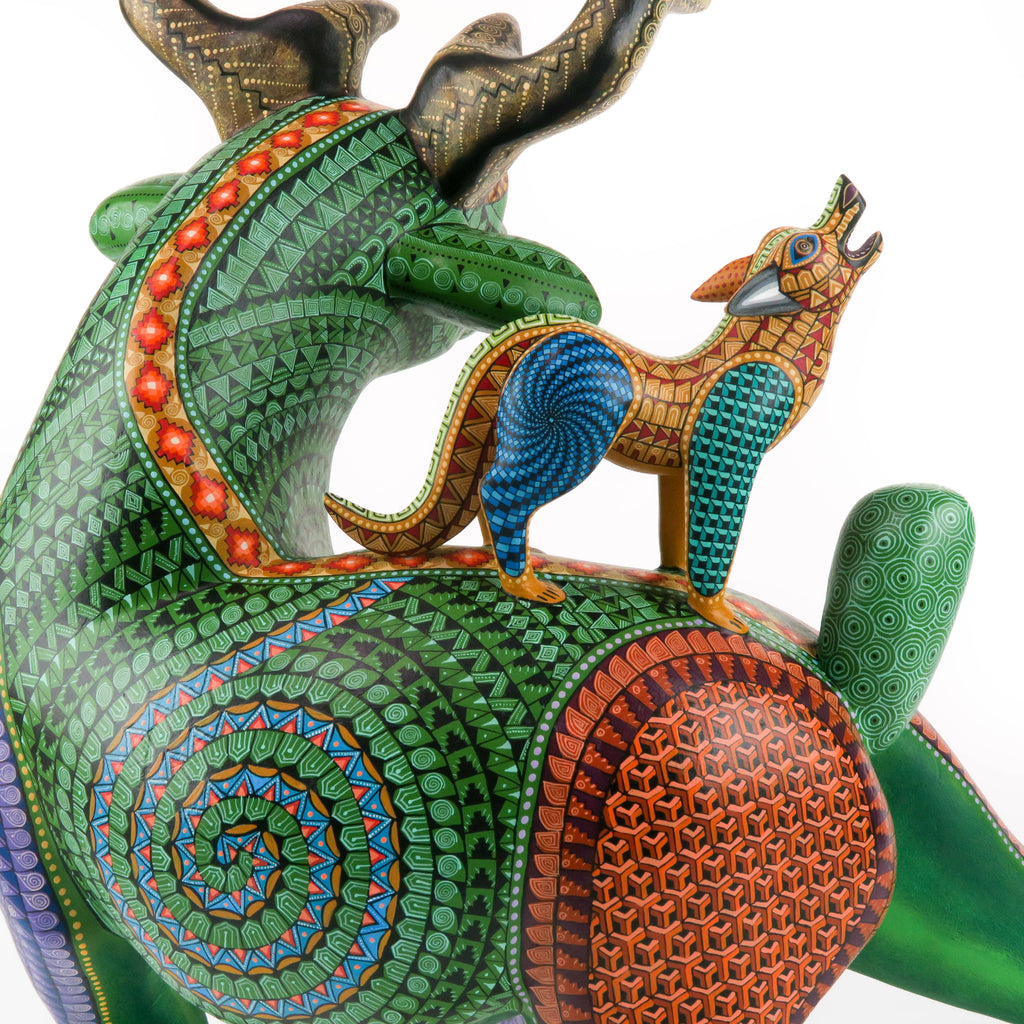 Masterpiece Deer With Passenger Coyote - Oaxacan Alebrije Wood Carving ...