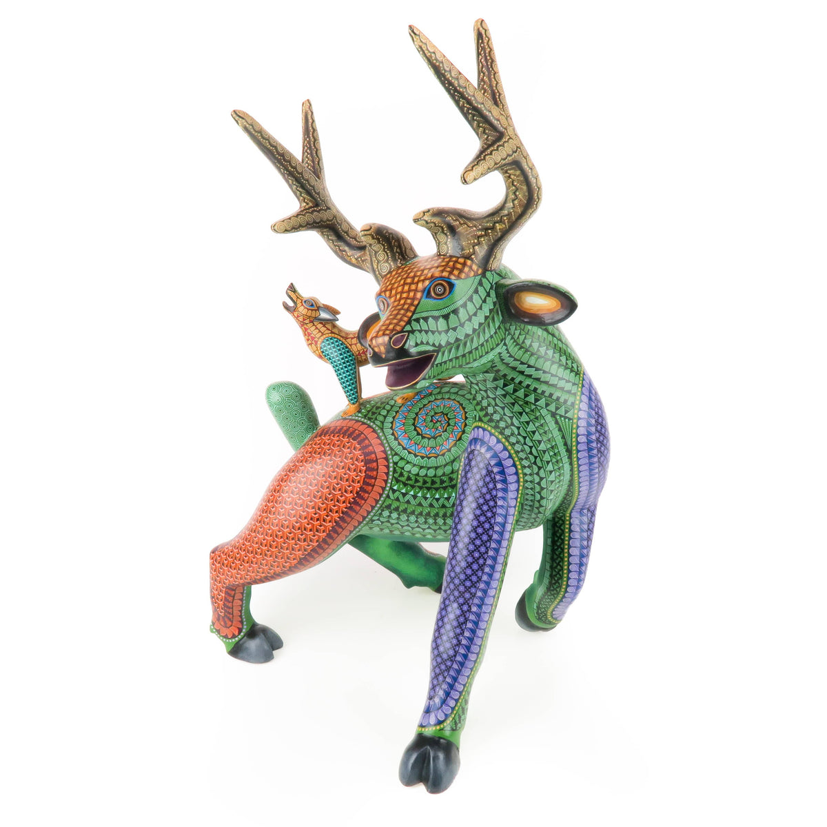Masterpiece Deer With Passenger Coyote - Oaxacan Alebrije Wood Carving ...
