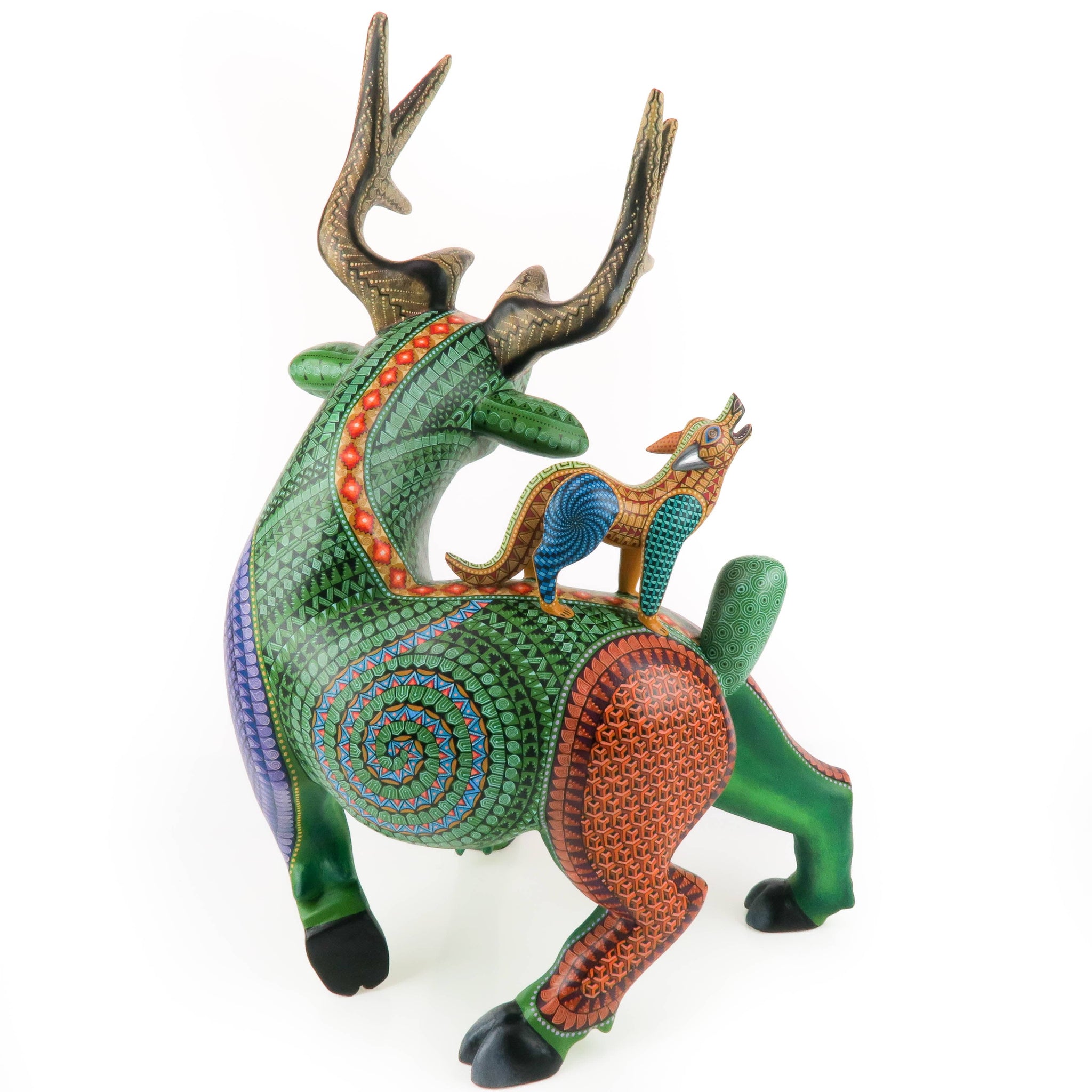 Masterpiece Deer With Passenger Coyote - Oaxacan Alebrije Wood Carving ...