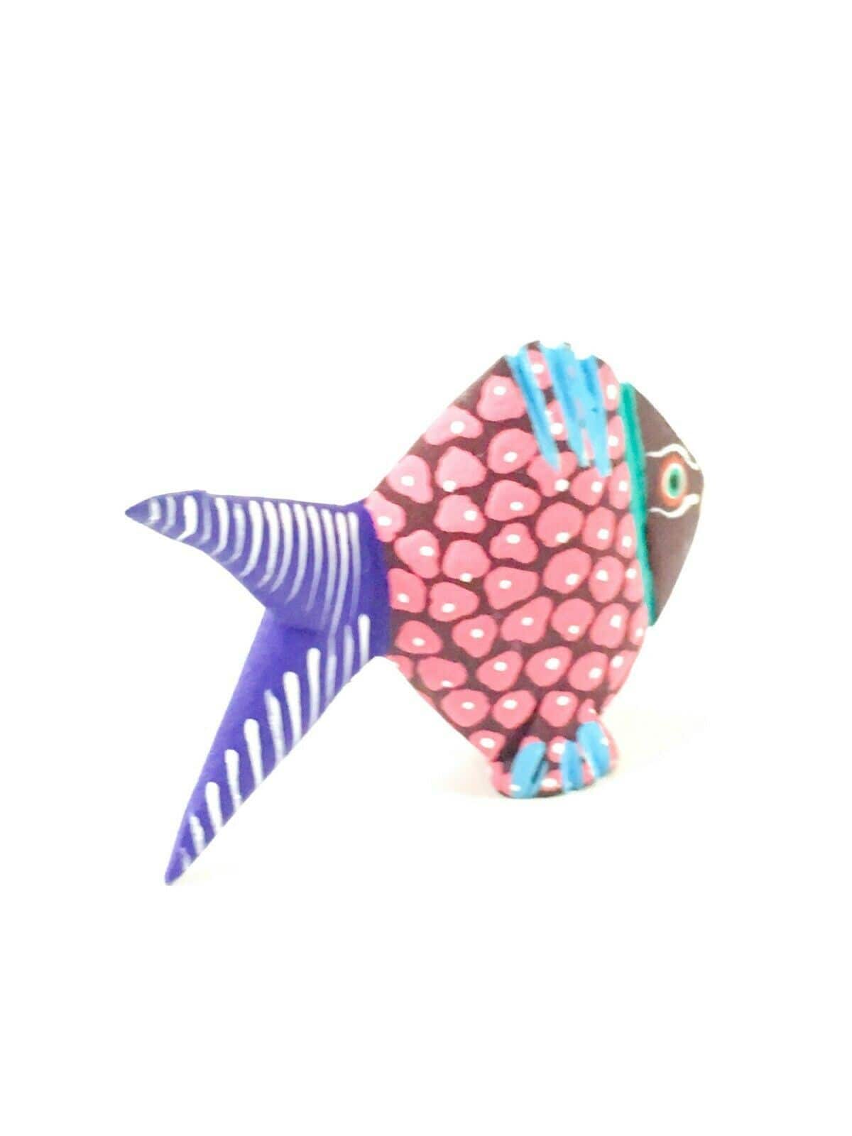 MINI COLORFUL FISH Oaxacan Alebrije Wood Carving Mexican Folk Art Scul ...