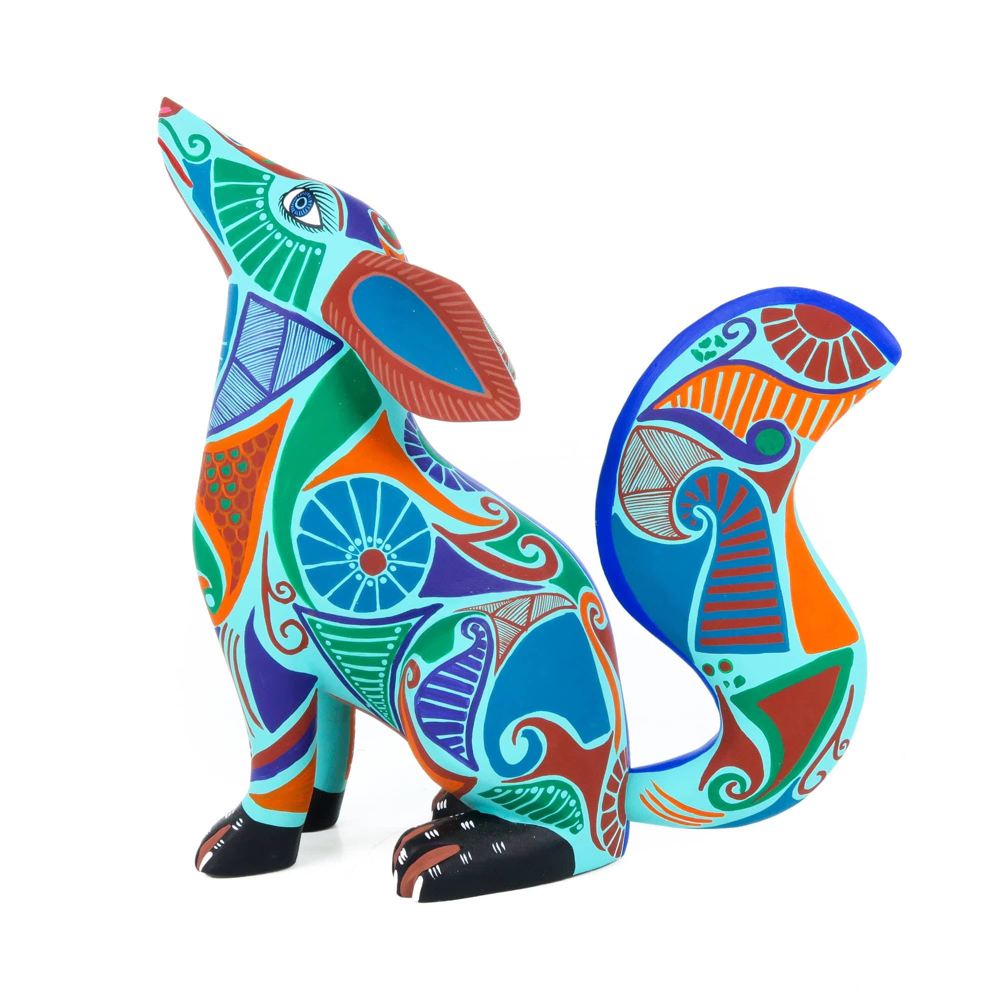 Modern Turquoise Coyote - Oaxacan Alebrije Wood Carving – VivaMexico ...