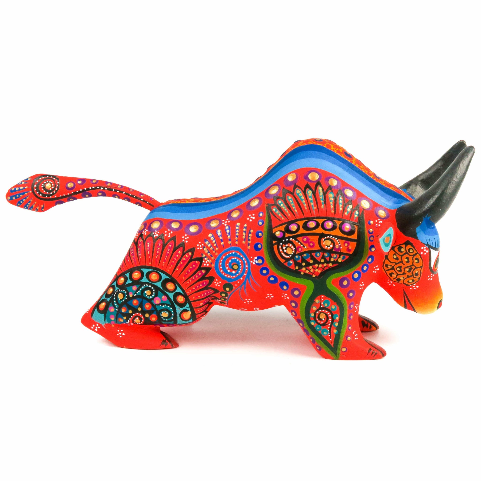 Orange Bull - Oaxacan Alebrije Wood Carving Mexican Folk Art Sculpture ...