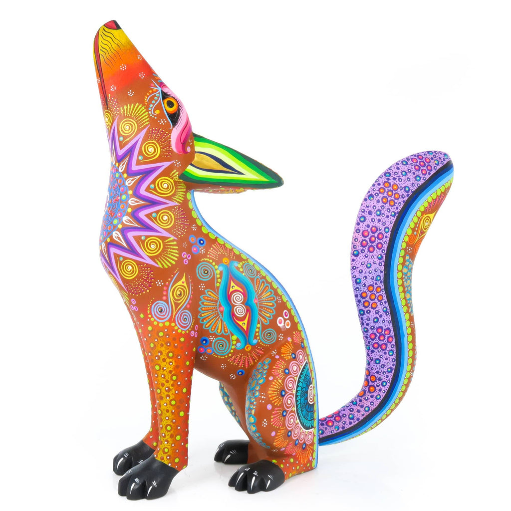 Orange Howling Coyote - Oaxacan Alebrije Wood Carving – VivaMexico.com ...