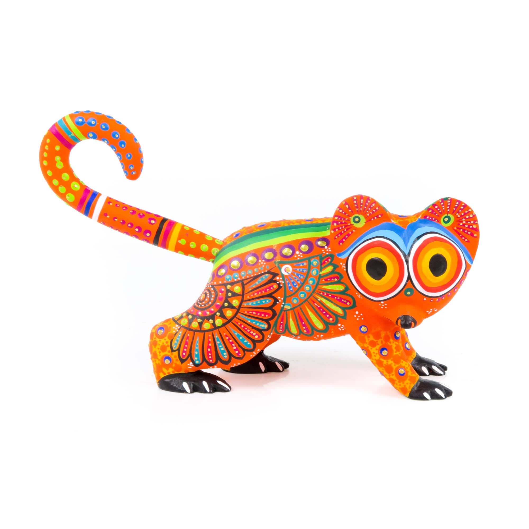 Orange Lemur Oaxacan Alebrije Wood Carving Mexican Folk Art Sculpture ...