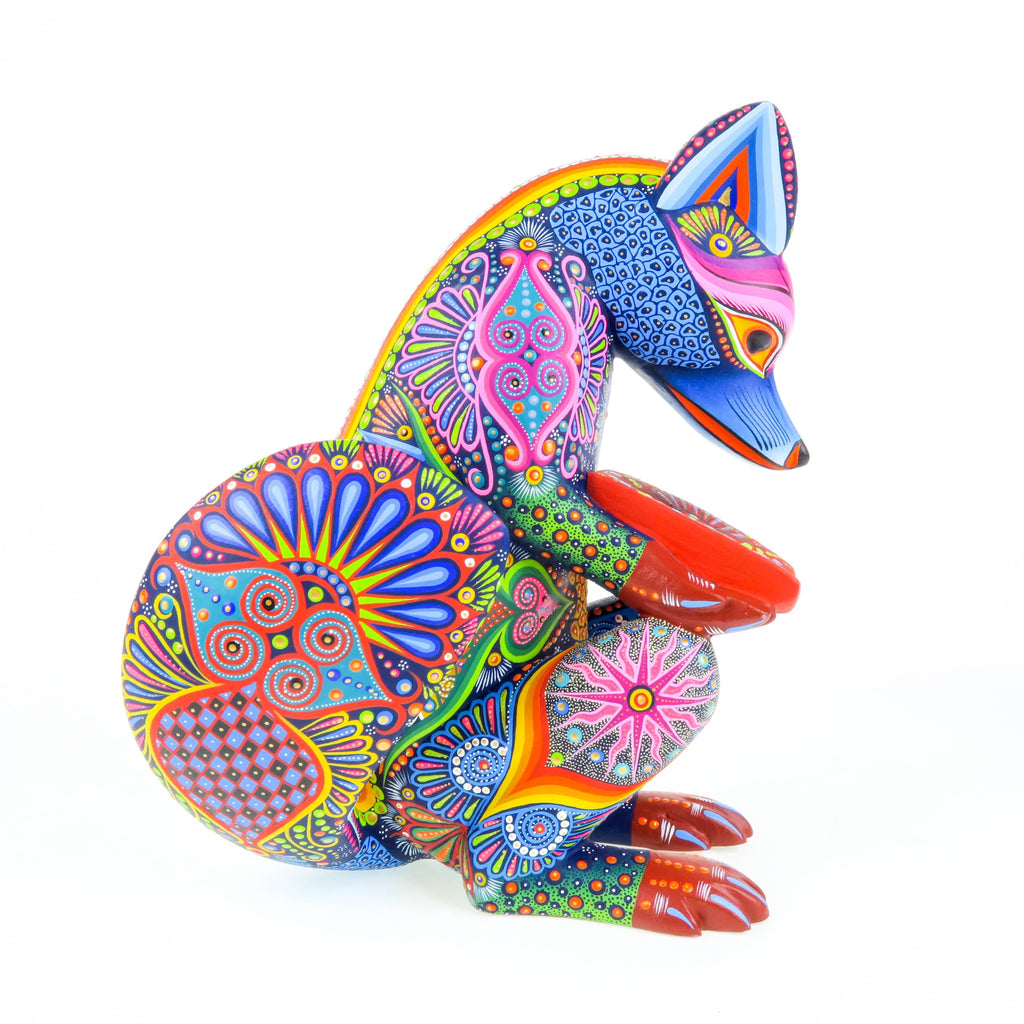 Reading Fox - Oaxacan Alebrije Wood Carving – VivaMexico.com - Mexican Art