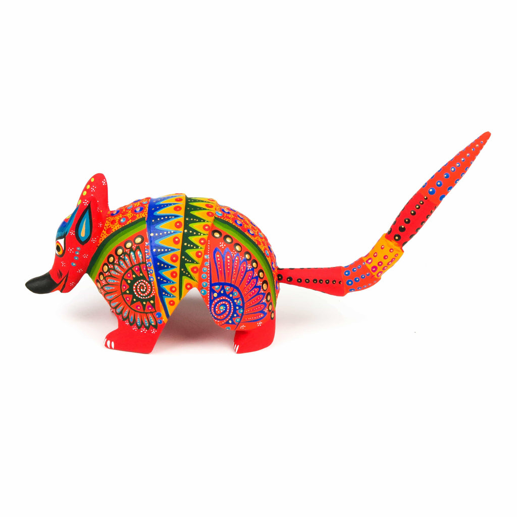 Red Armadillo - Oaxacan Alebrije Wood Carving Mexican Folk Art Sculptu ...