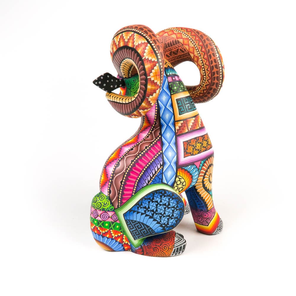 Sitting Ram - Oaxacan Alebrije Wood Carving Mexican Folk Art Sculpture ...