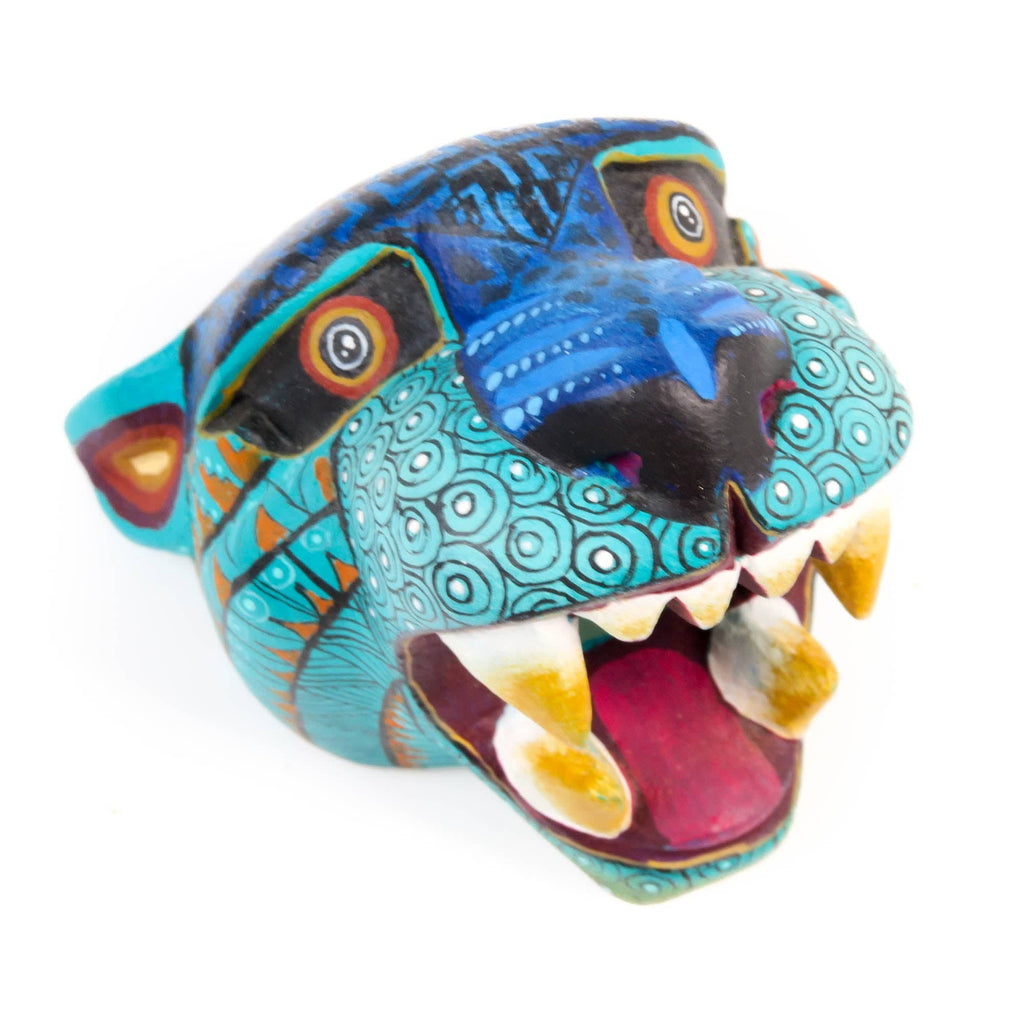 Small Jaguar Head (Blue) - Oaxacan Alebrije Wood Carving – VivaMexico ...