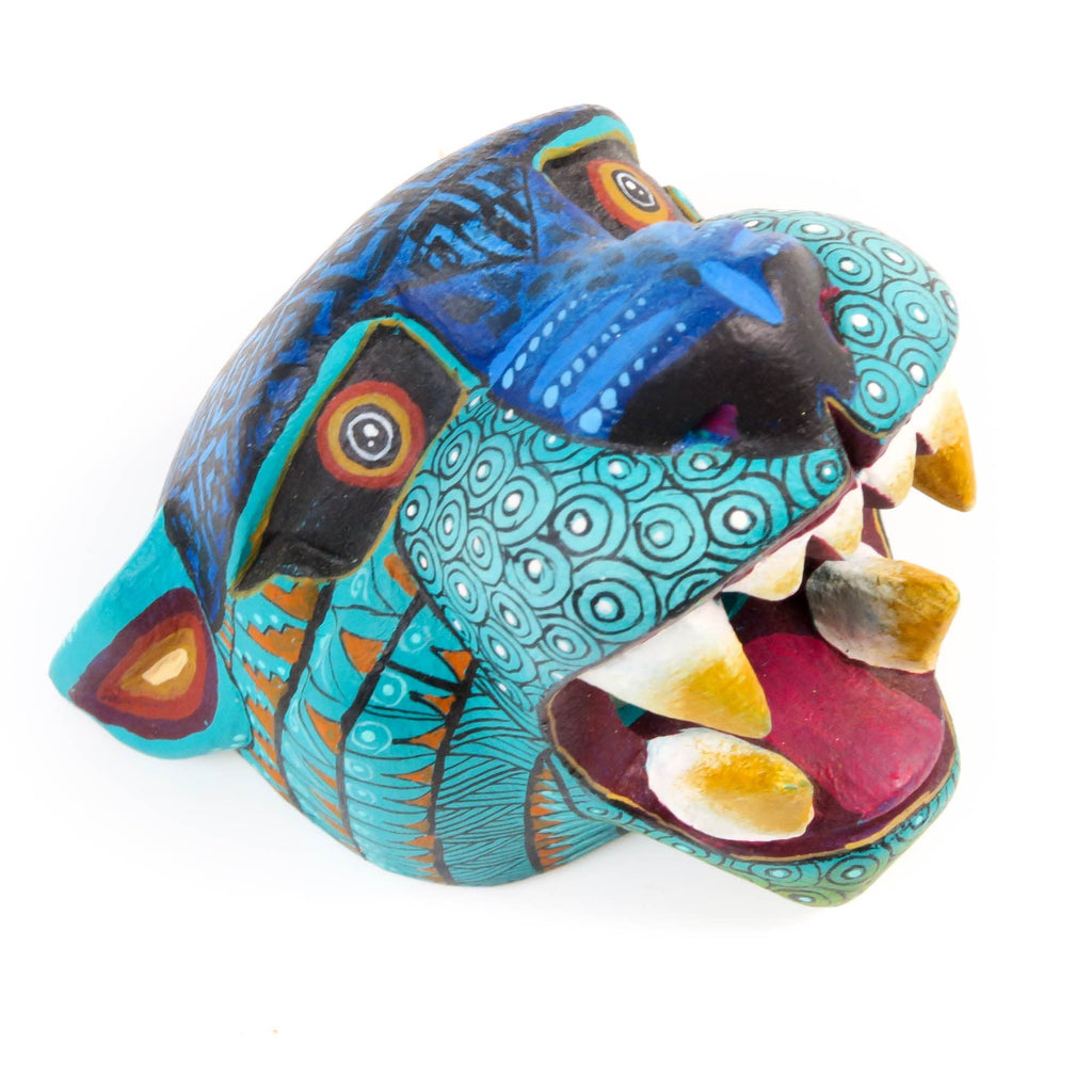 Small Jaguar Head (Blue) - Oaxacan Alebrije Wood Carving – VivaMexico ...