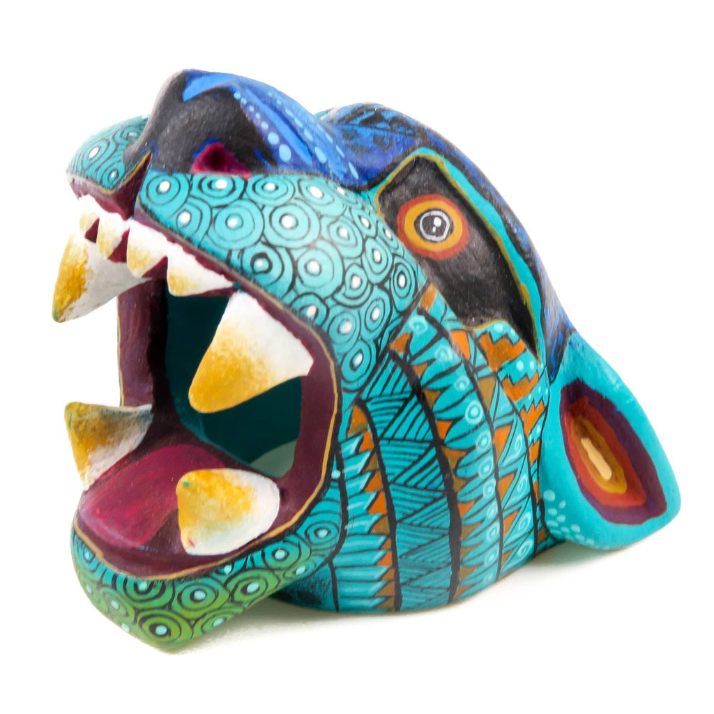 Small Jaguar Head (Blue) - Oaxacan Alebrije Wood Carving – VivaMexico ...