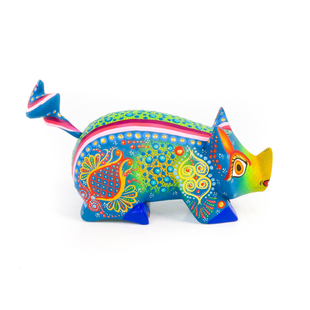 Turquoise Pig - Oaxacan Alebrije Wood Carving – VivaMexico.com ...
