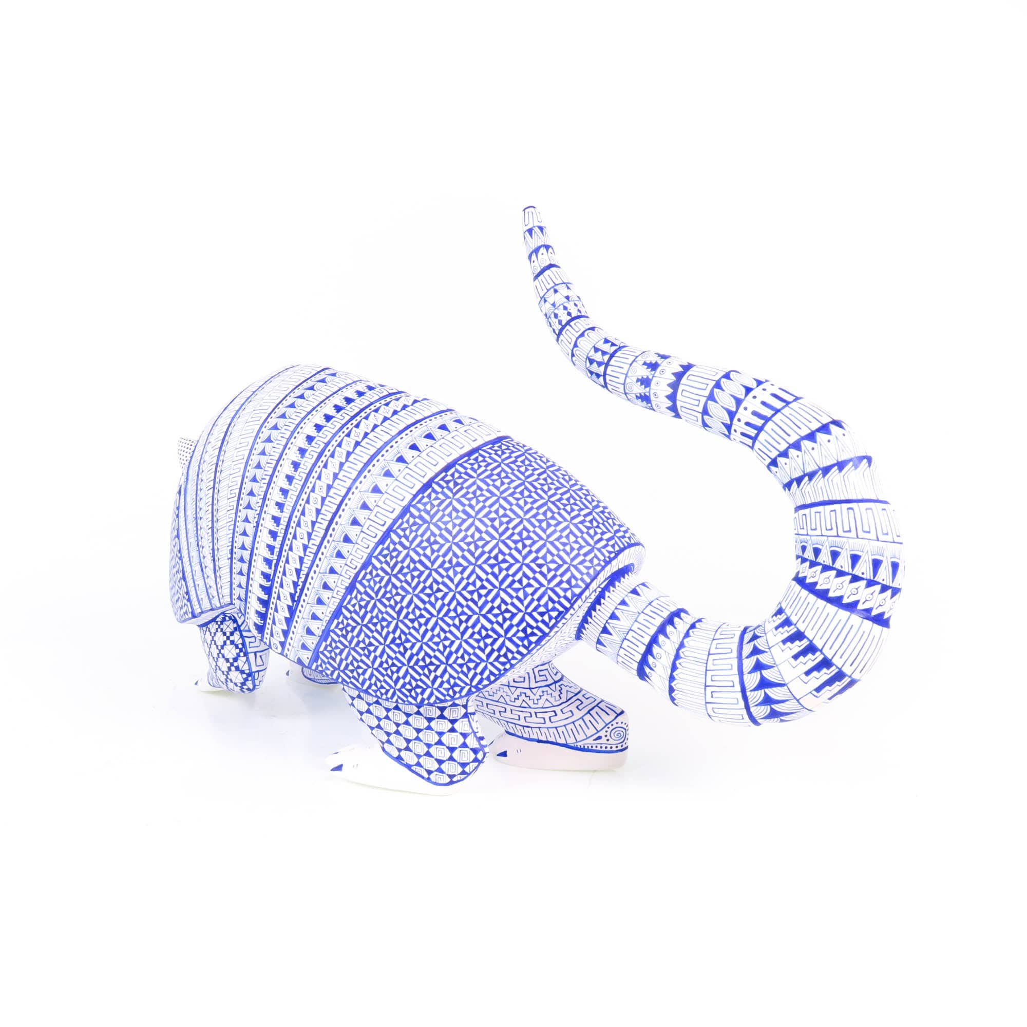 White & Blue Masterpiece Armadillo - Oaxacan Alebrije Wood Carving ...