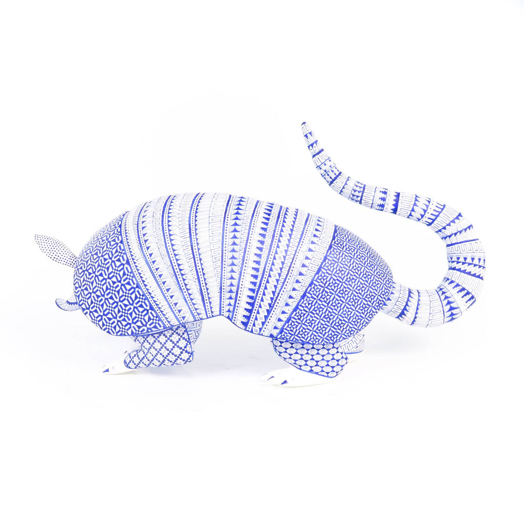 White & Blue Masterpiece Armadillo - Oaxacan Alebrije Wood Carving ...