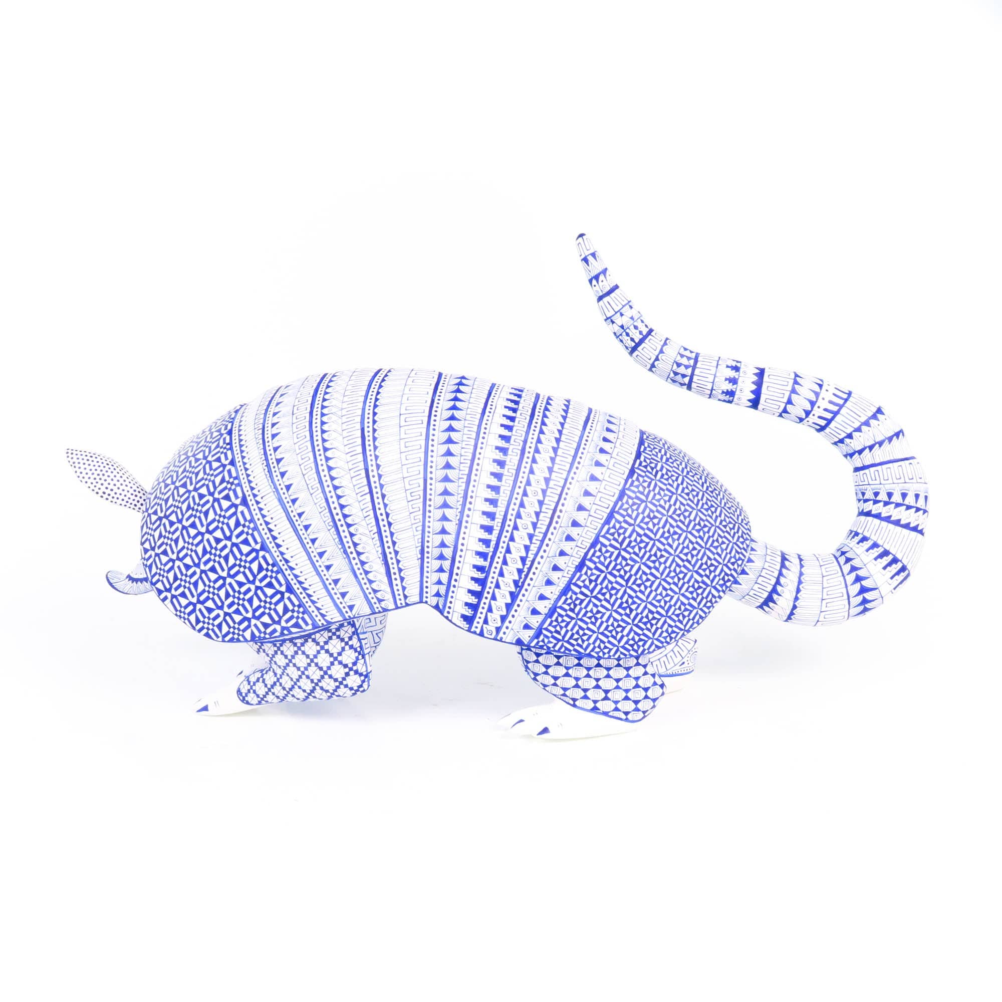 White & Blue Masterpiece Armadillo - Oaxacan Alebrije Wood Carving ...