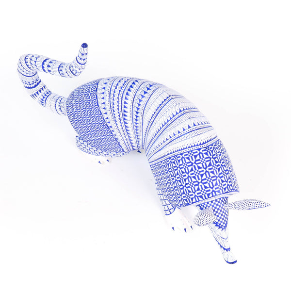 White & Blue Masterpiece Armadillo - Oaxacan Alebrije Wood Carving ...