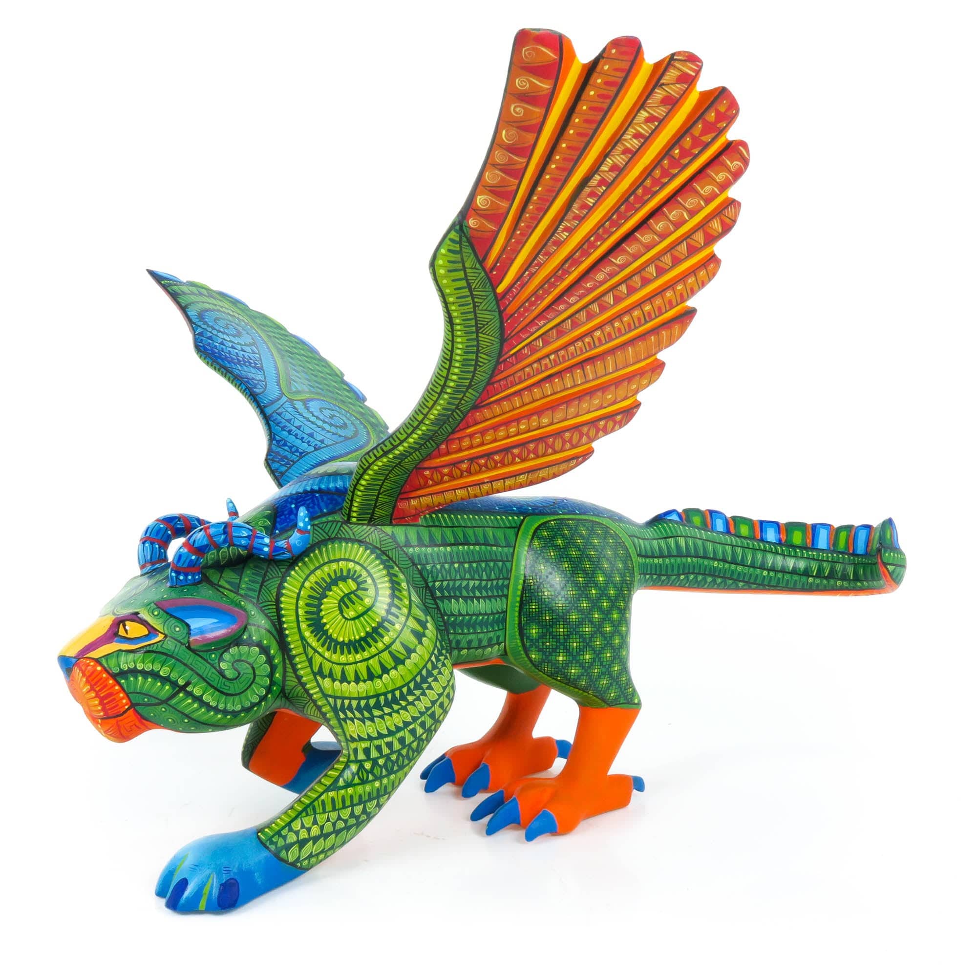 Zapotec Pepita Winged Jaguar - Oaxacan Alebrije Wood Carving ...