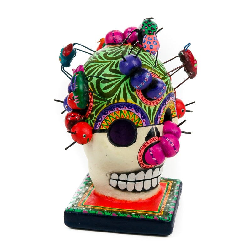 Dia De Los Muertos Clay Folk Art - Skull With Insects – VivaMexico.com ...