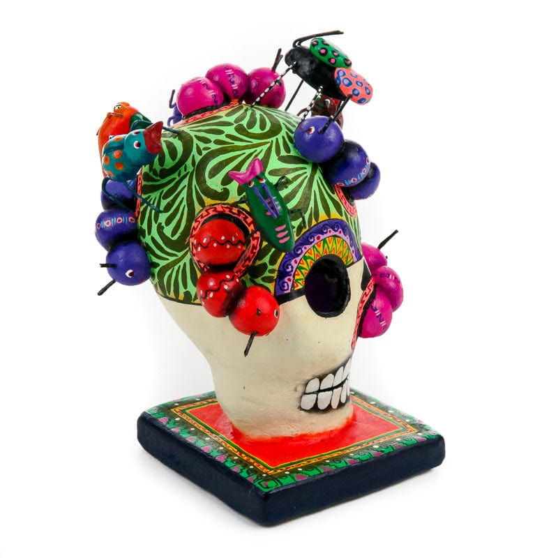 Dia De Los Muertos Clay Folk Art - Skull With Insects – VivaMexico.com ...