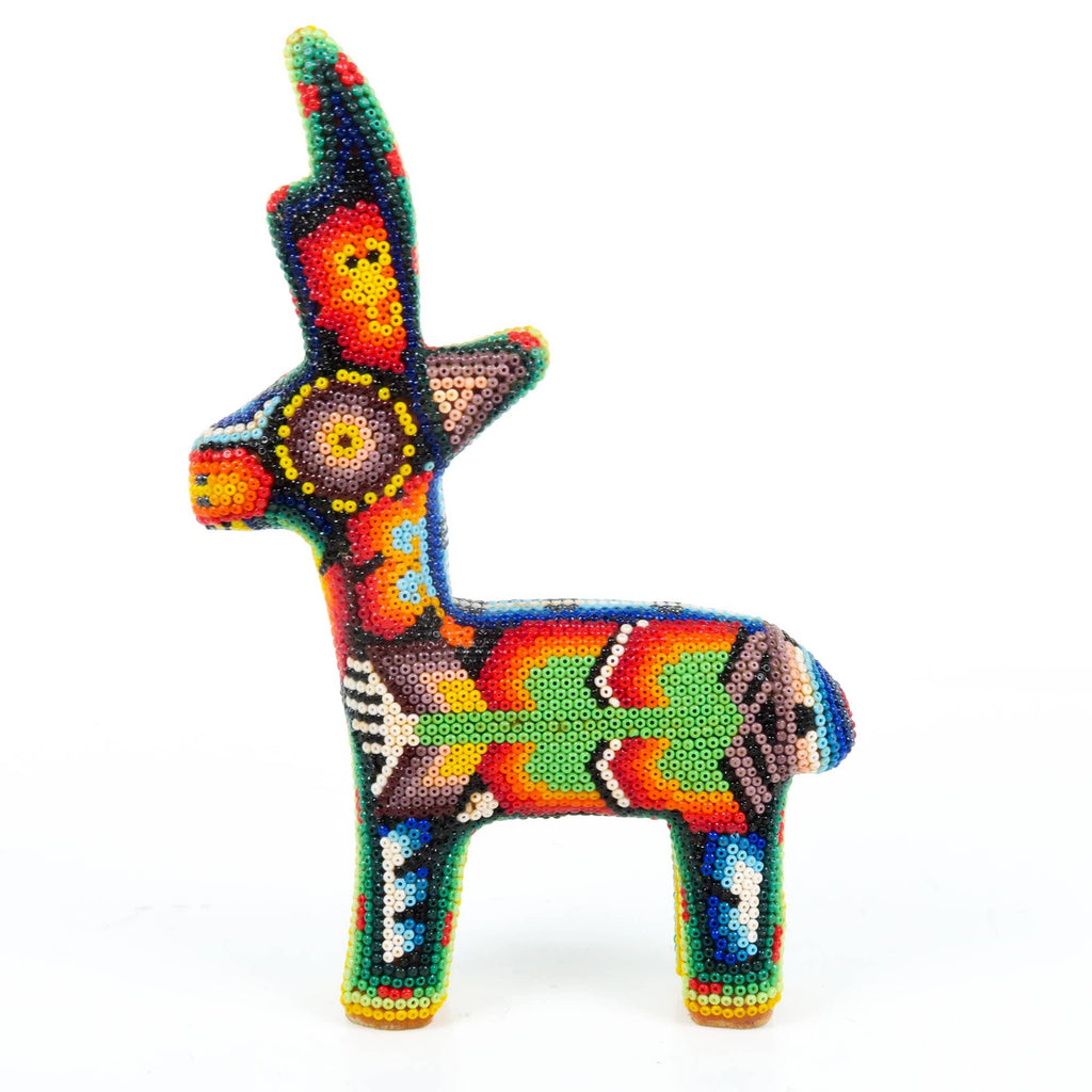 Beaded Deer - Huichol Wood Carving Art – VivaMexico.com - Mexican Art