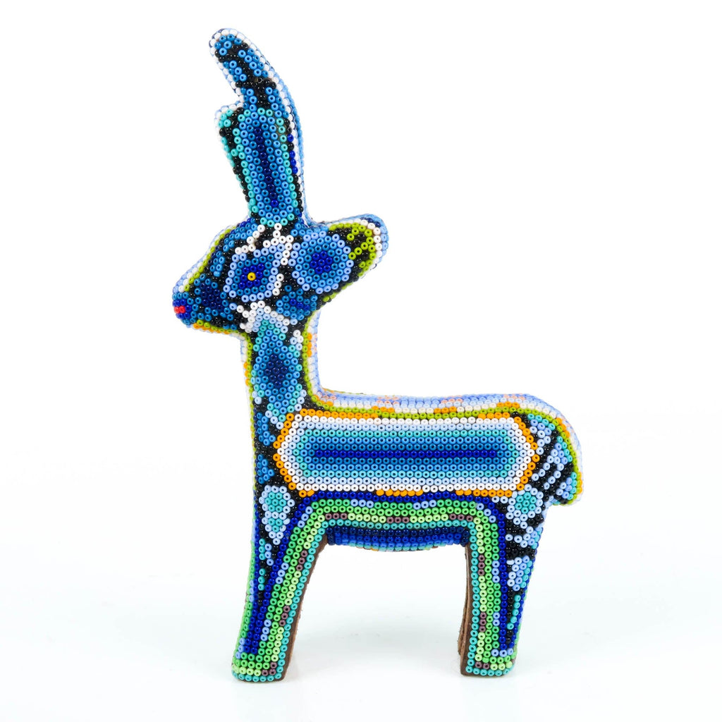 Beaded Deer - Huichol Wood Carving Art – VivaMexico.com - Mexican Art