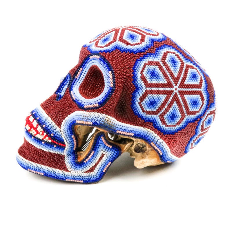Huichol Beaded Human Skull Mexican Dia De Los Muertos Folk Bead Art ...