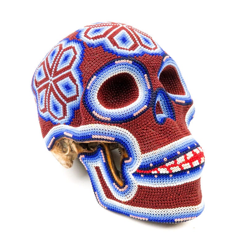 Huichol Beaded Human Skull Mexican Dia De Los Muertos Folk Bead Art ...