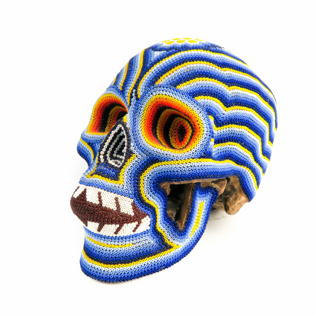 Huichol Beaded Resin Skull – VivaMexico.com - Mexican Art