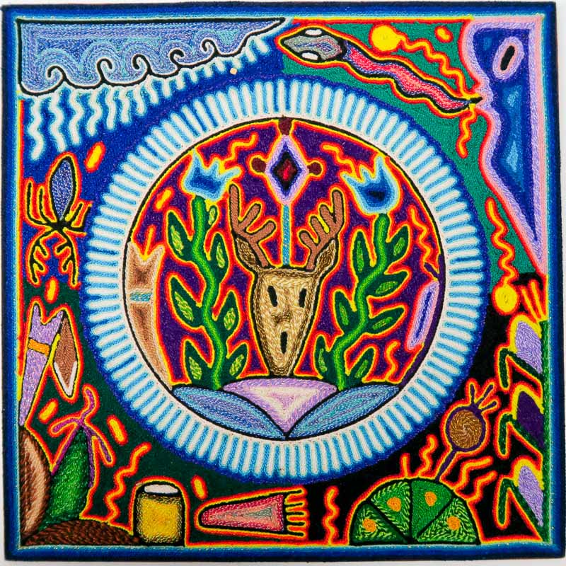 Huichol Yarn Painting (12" x 12") Mexican Indigenous Art – VivaMexico ...