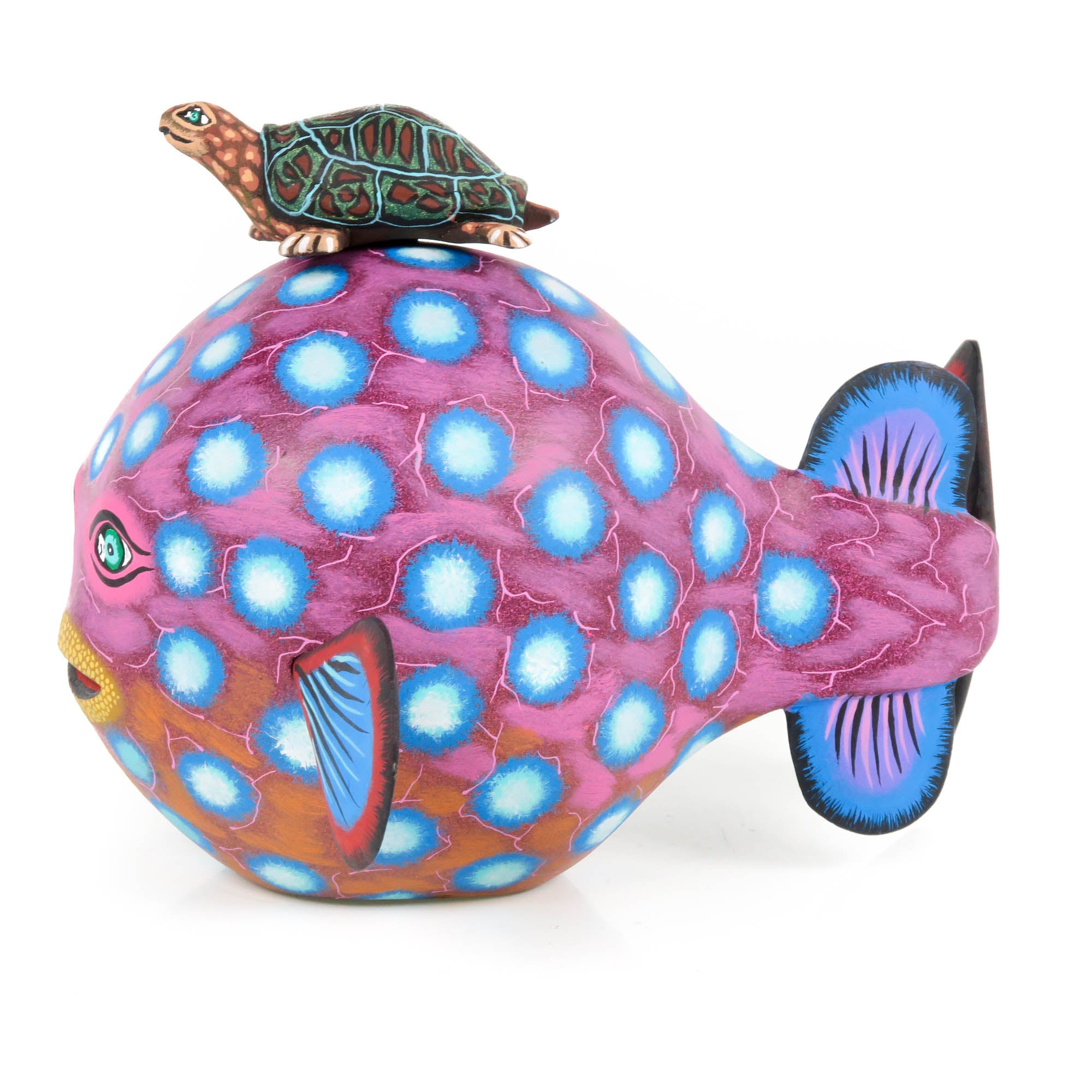 Blowfish With Passenger Turtle - Oaxacan Alebrije Wood Carving ...
